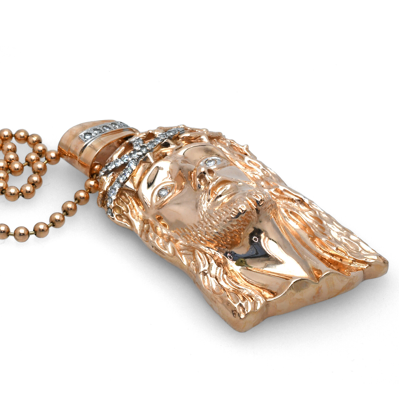 14K Rose Gold 2.00 CTW Diamond Jesus Piece Pendant & Chain 27" - Rapper ...