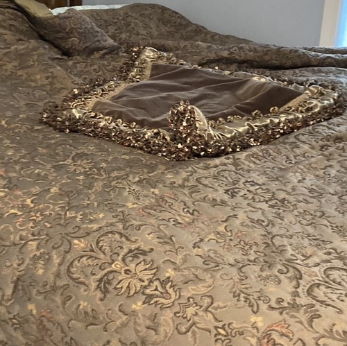 JC Penney Home Brown And Gold Brocade King Comforter & 1 Sham Luscious ...