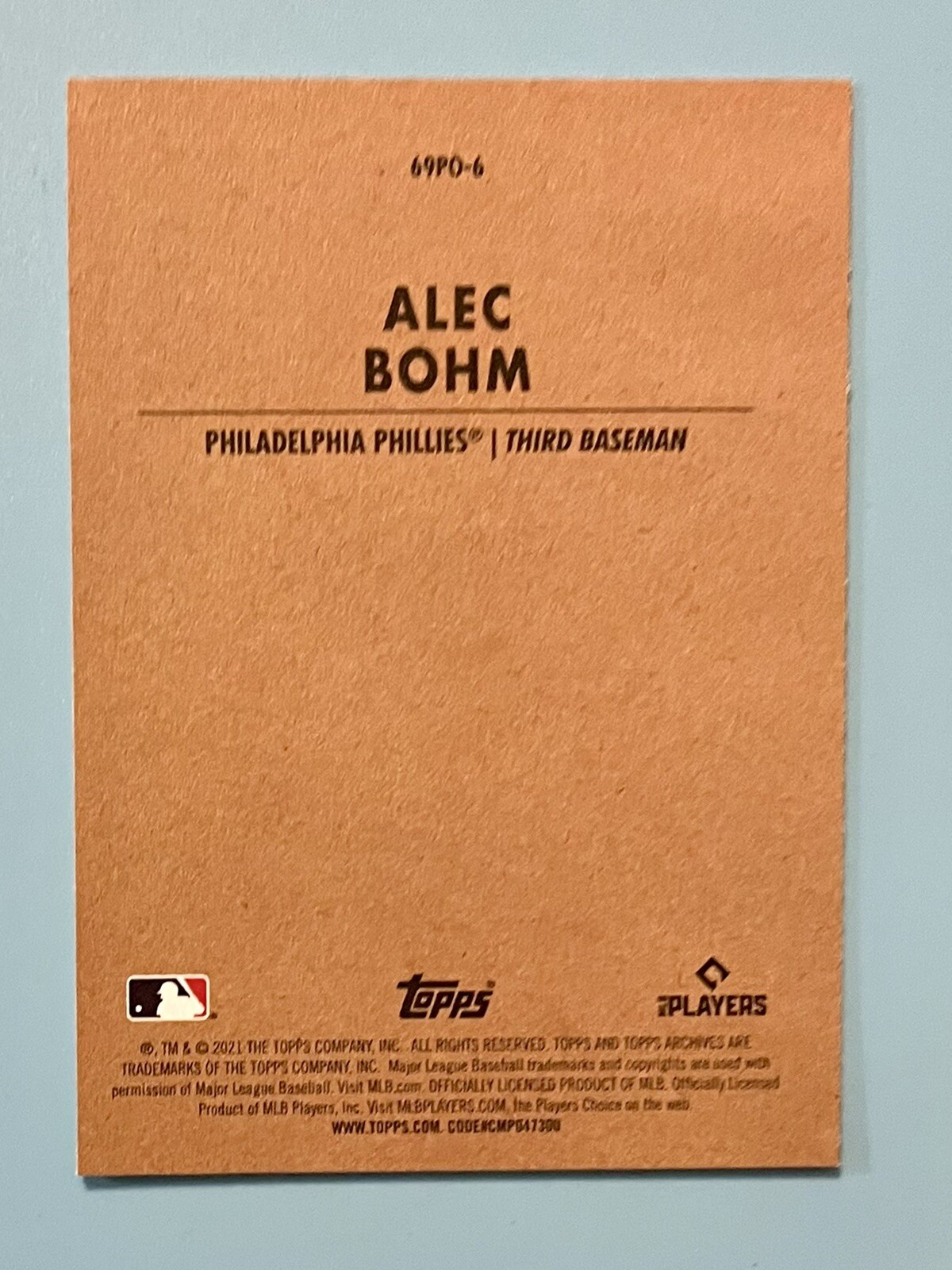 2021 Topps Archives Alec Bohm 1969 Peel Off Rookie RC #69PO-6 Phillies ...