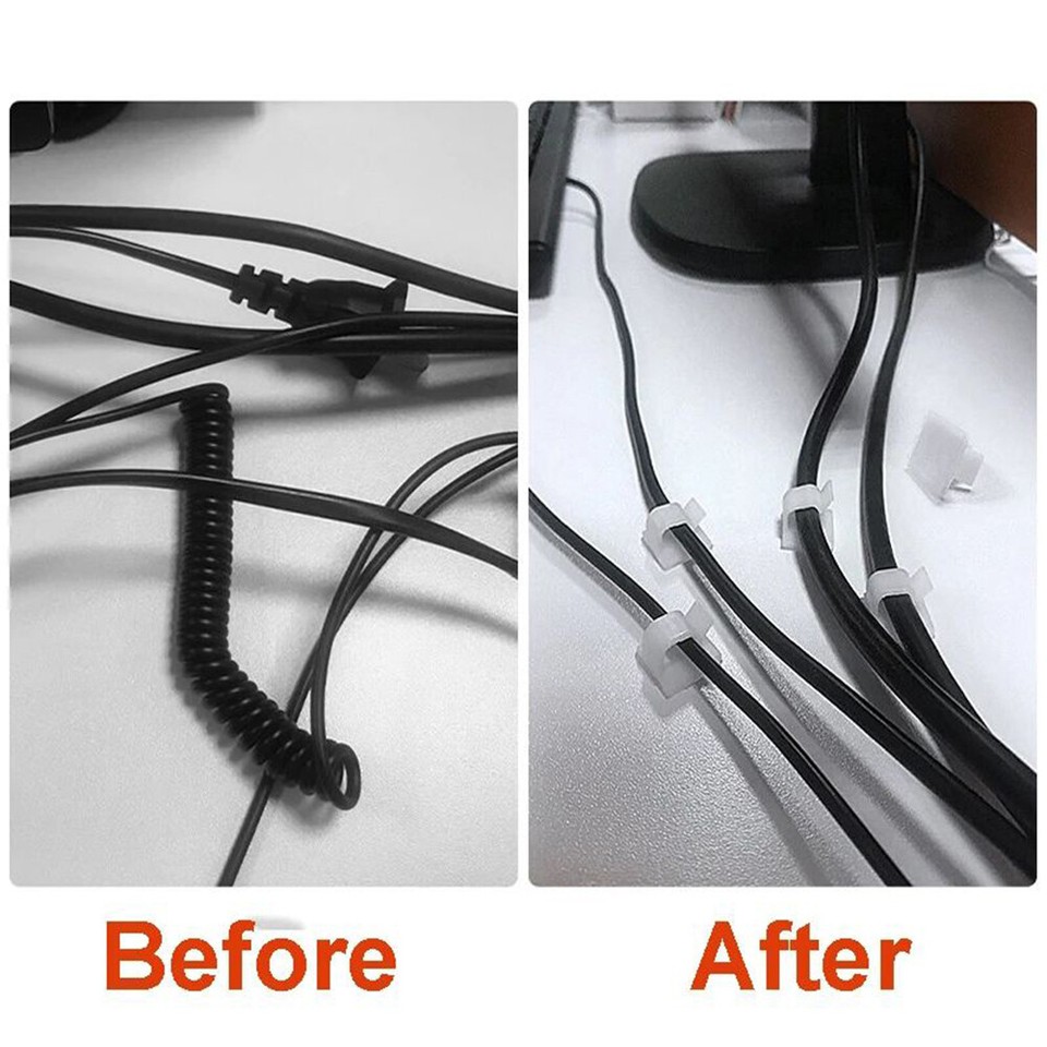 50X Self Adhesive Backing Cable Clip Mounts wire Conduit Tubing Nylon ...