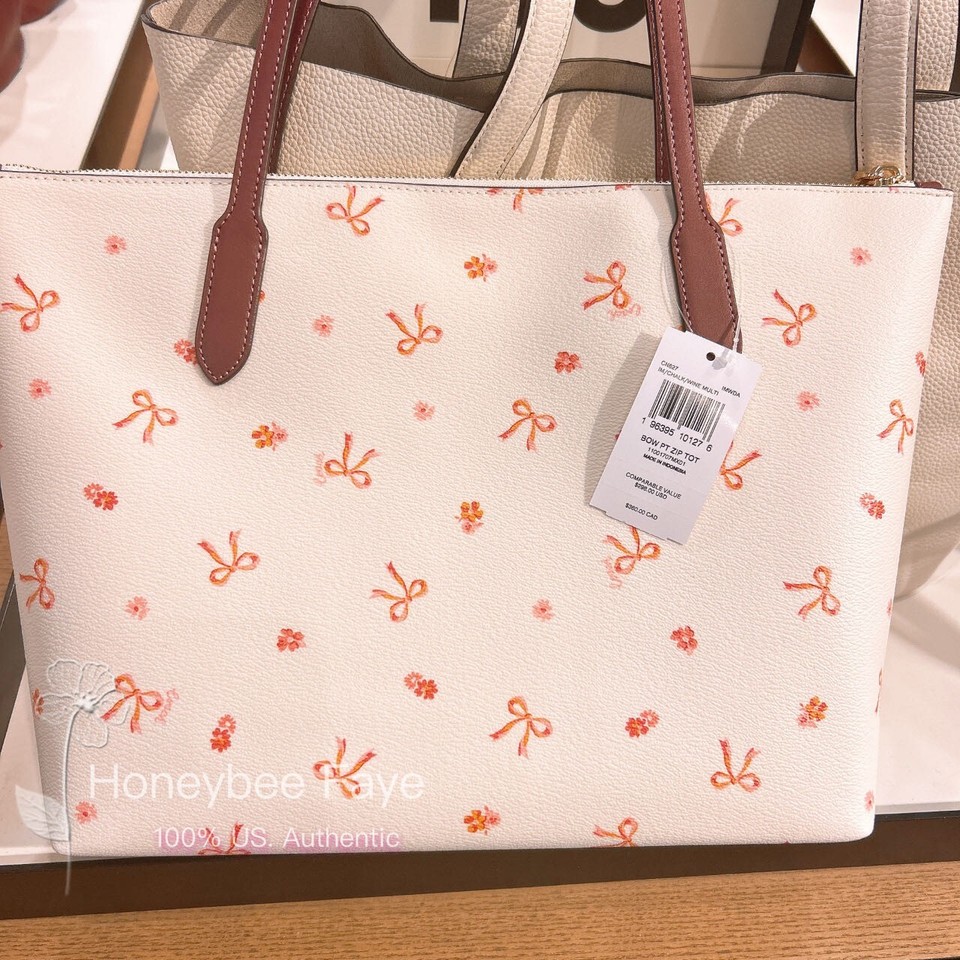 NWT Coach Zip Top Tote With Bow Print CN627 very cute! | eBay