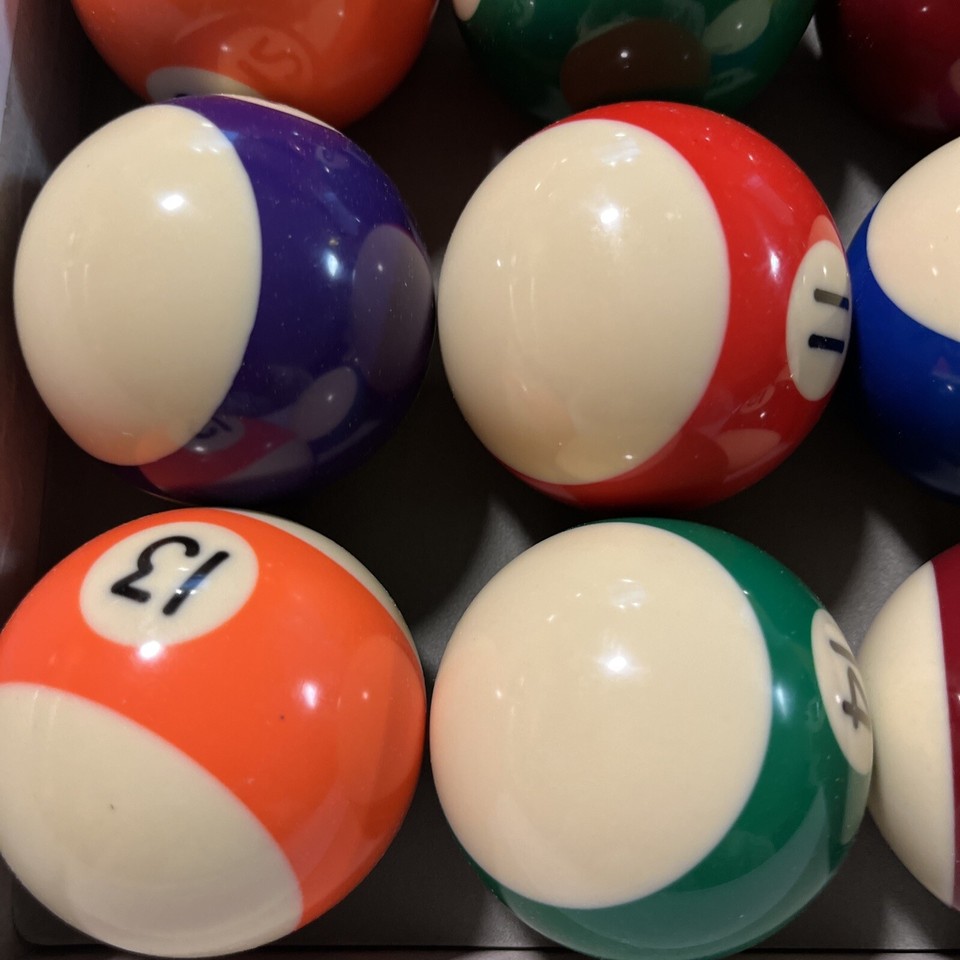 2-1/4" Regulation Size Standard Billiard/Pool Balls, Complete 16 Ball ...
