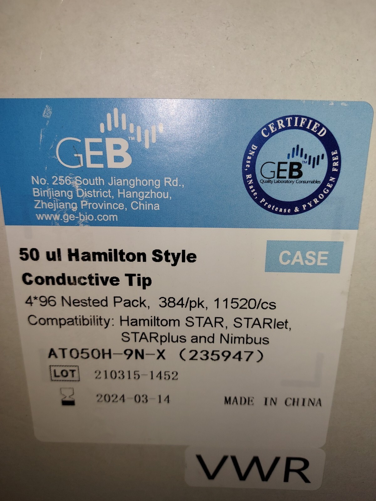 GEB 50uL HAMILTON STAR CONDUCTIVE TIP AT050H-9N-X (lot of 5 racks) | eBay