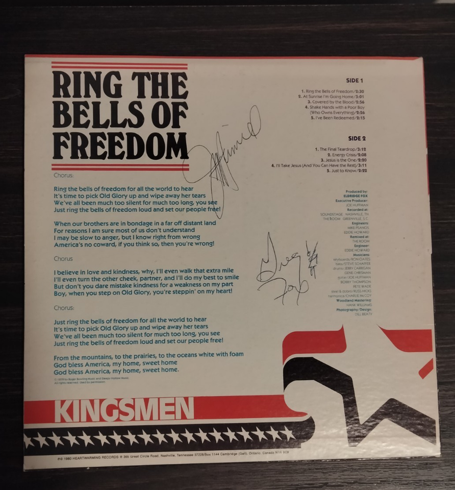 The Kingsmen Quartet Ring The Bell Of Freedom Vinyl Record Signed By 8 ...
