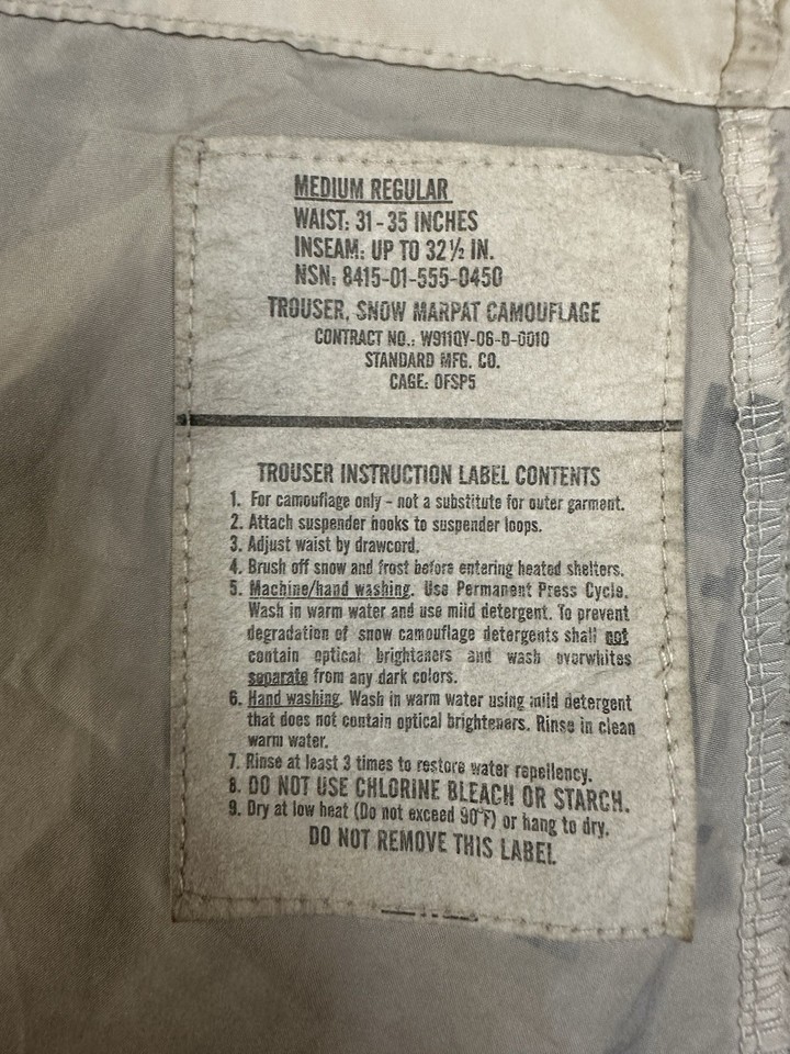USMC Snow MARPAT Camouflage Trousers Pants White Medium Regular | eBay