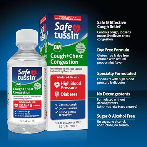 Safetussin DM Cough Syrup Chest Congestion Relief 8oz Sugar Free ...