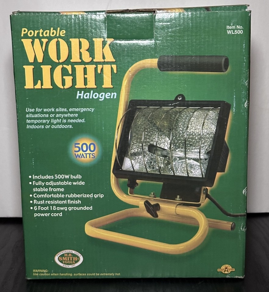 H.B. Smith Tools Portable Work Light 500 Watts Halogen WL500 New In Box ...