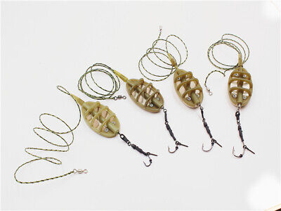 Carp Fishing Tackle Method Feeder Rigs Bream Tench Inline Hooks Kit 15g ...