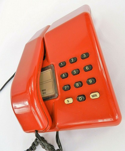 BRITISH TELECOM 1980's VINTAGE VISCOUNT TELEPHONE RETRO RED CORDED ...