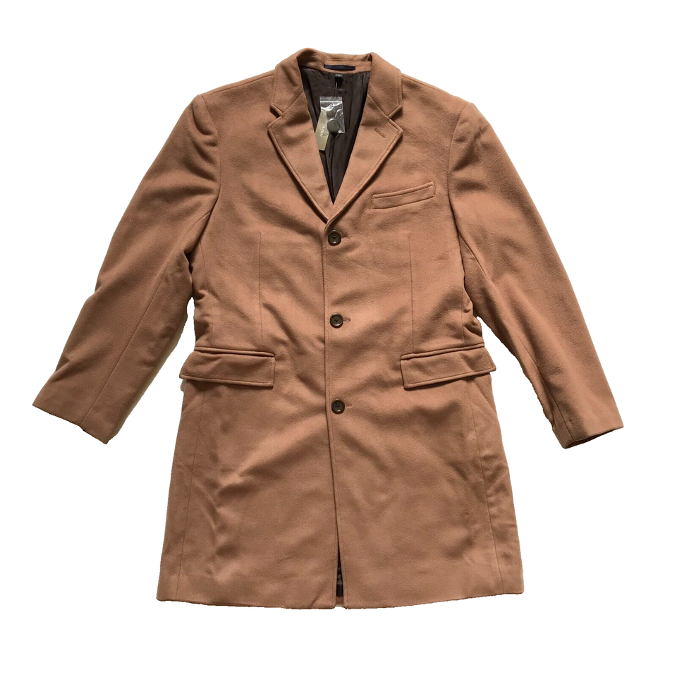 NWT JCrew Ludlow Top Coat Jacket Mens 40 S Brown Tan Three Button Wool ...