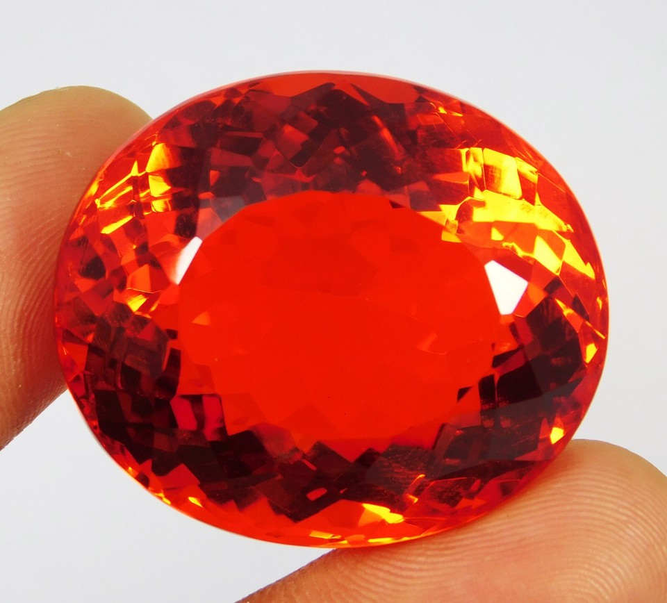 Certified 140.05 Ct Mexican Fire Opal Red Orange Oval Cut Natural ...