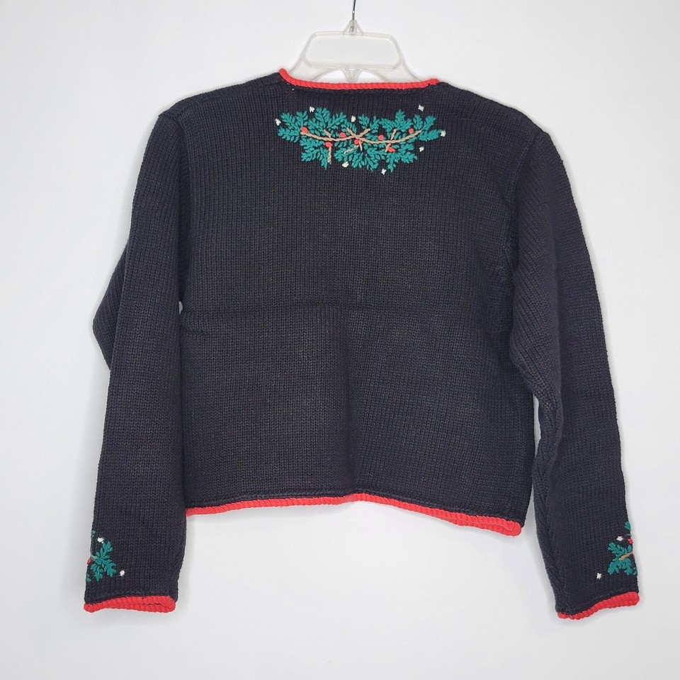 Vintage Orvis Womens Black Knitted Button Long Sleeve Cardinals ...