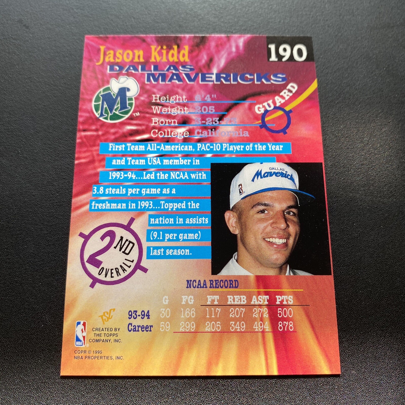 1994-95 Topps Stadium Club TSC #190 Jason Kidd Rookie Card RC ...