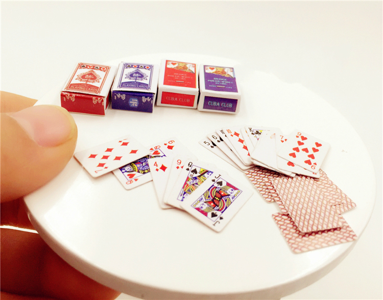 Dollhouse Poker Model Card Deck Set Miniature Playing Cards Accessories ...