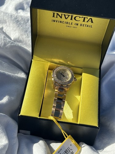 Invicta 15252 Womens Pro Diver Gold Dial Crystal Accented Watch for ...