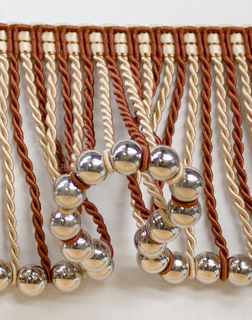 Red / Beige Beaded Rope FRINGE Trim 4" Drop DRAPERY / UPHOLSTERY Per ...