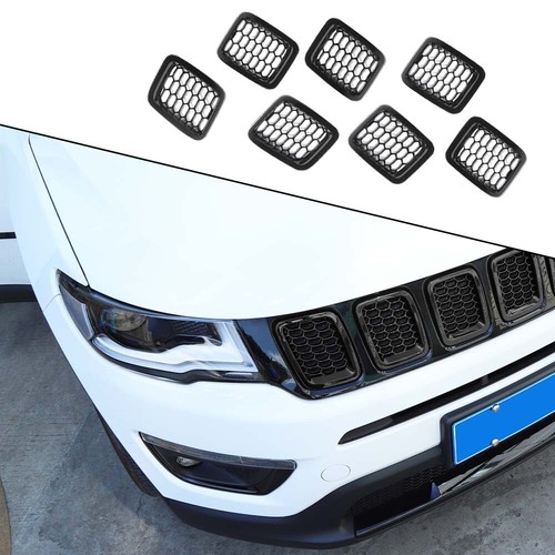 7PC Mesh Front Grill Inserts Cover Trim for Jeep Compass 2017+ Black ...