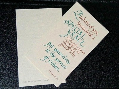 Grace & Service Lovely Abbey Holy Card Prayer Quote calligraphy art new ...