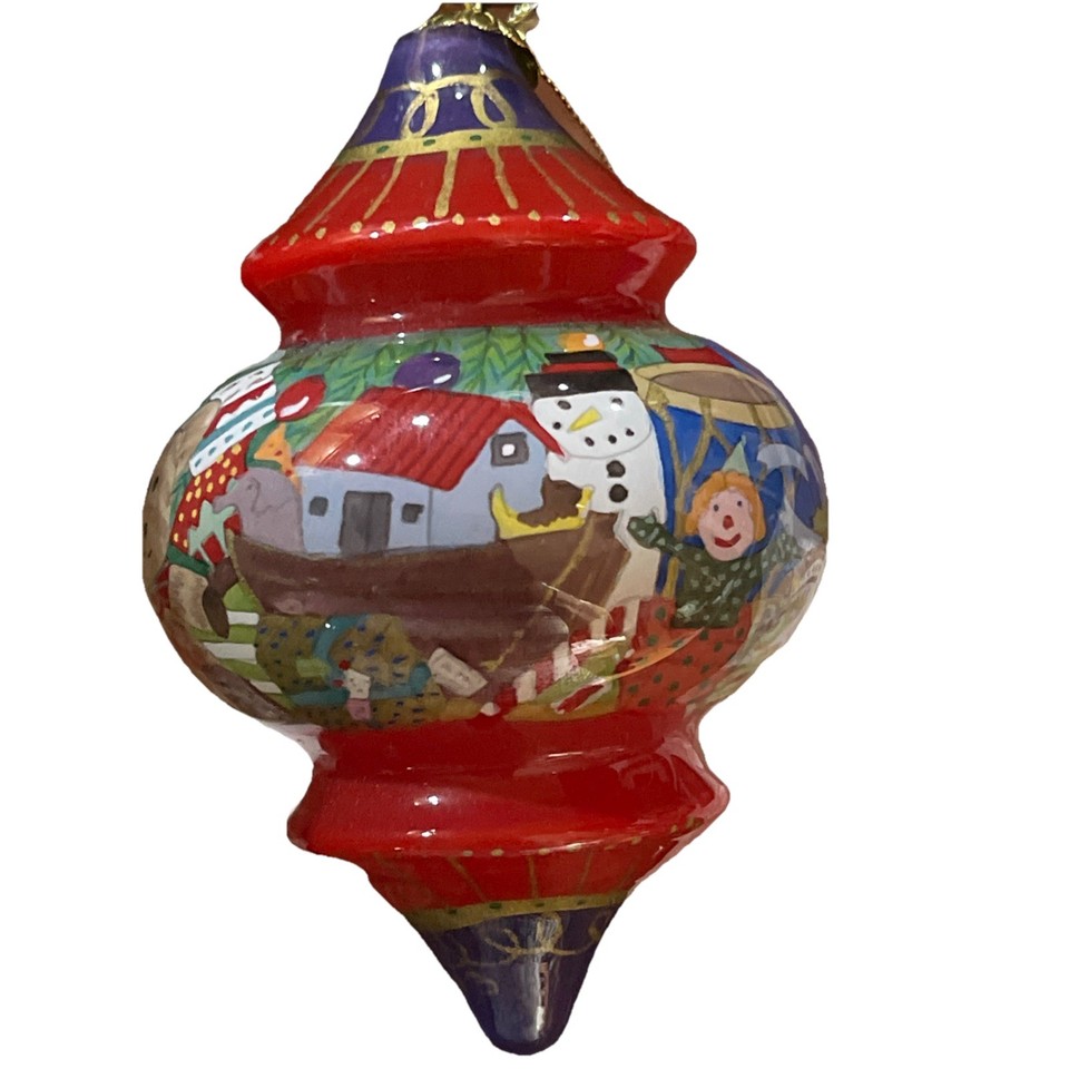 Pier 1 Imports Tree with Toys Hand Painted Snowman Bear Christmas ...