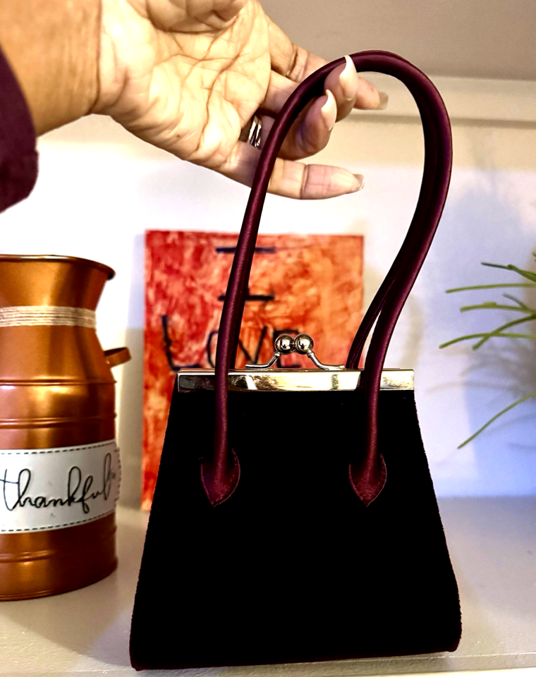 Vintage La Regale Dark Red Velvet Handbag purse with kiss-lock closure ...