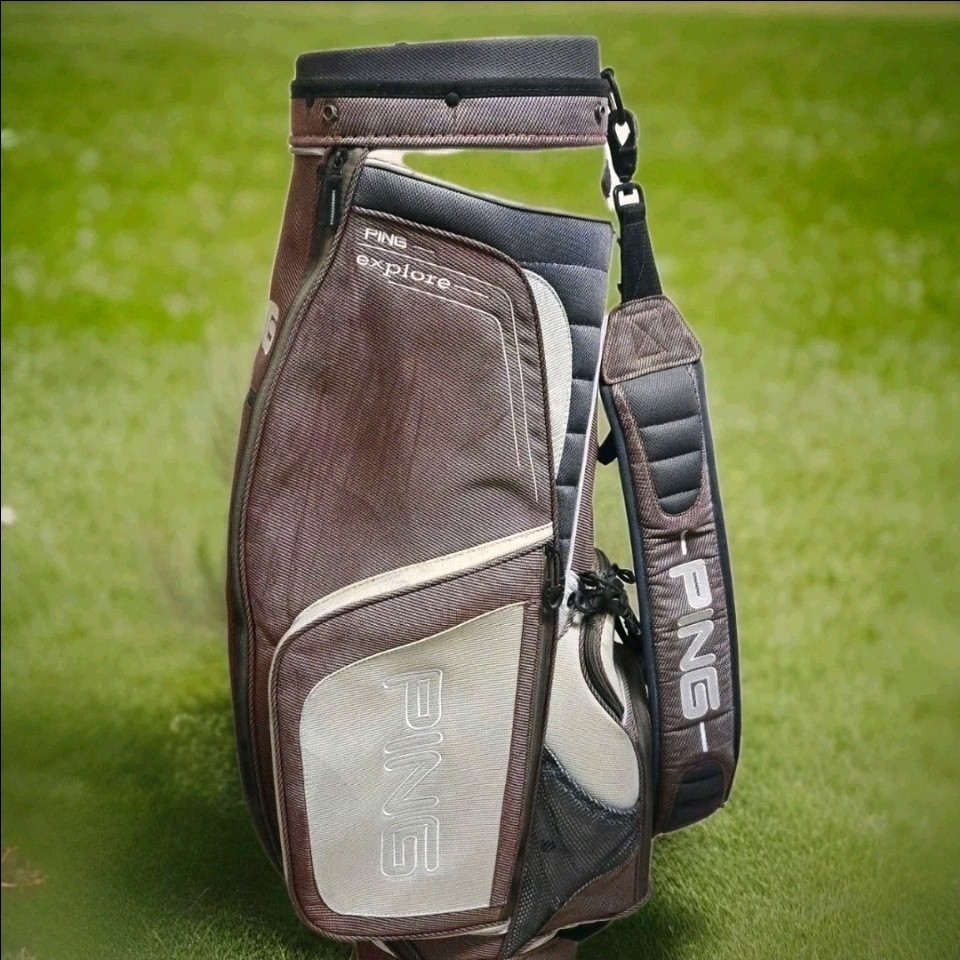 Ping Explore Golf Bag Cart Red/ Black. 4 Way With Rain Hood. Discolored ...