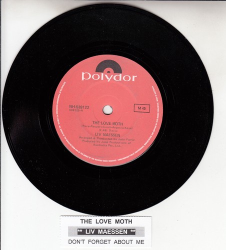 LIV MAESSEN The Love Moth 7" 45 rpm vinyl record + juke box title strip ...