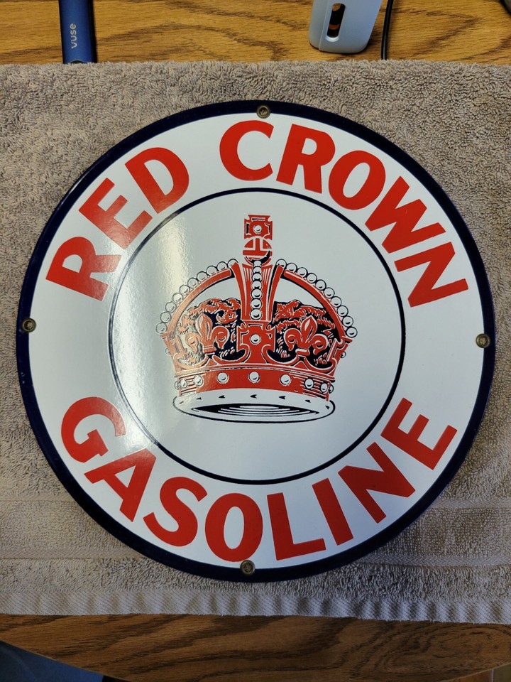 Red Crown Porcelain Gas Sign Reproduced By Ande Rooney Ltd. *** | eBay