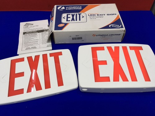 EMERGENCY EXIT LIGHT LITHONIA 3BA31 LQM S W 3 R 120/277 THERMOPLASTIC ...