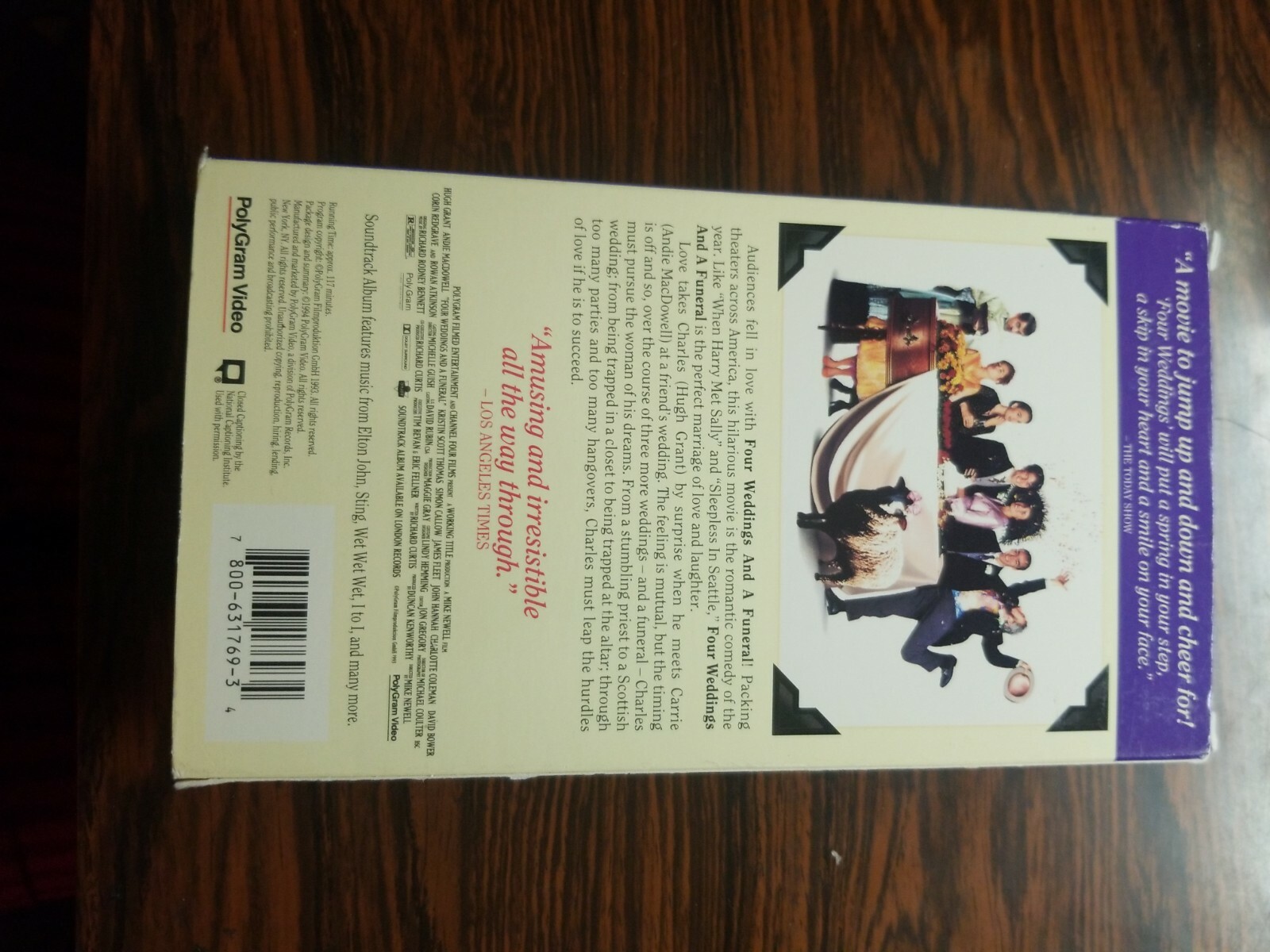 FOUR WEDDINGS AND A FUNERAL VHS 1993 Hugh Grant Andie MacDowell Kristin ...