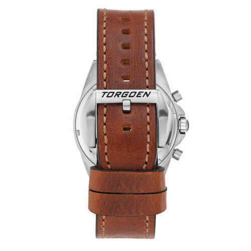 Torgoen T16 Black Chronograph Brown Vintage Leather Strap Pilot Watch ...