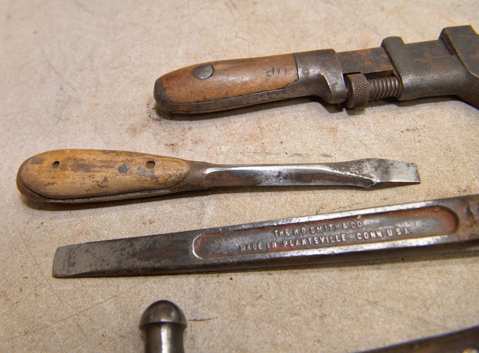 4 perfect handle tool H D Smith patent hammer & pry bar tire & wrench ...