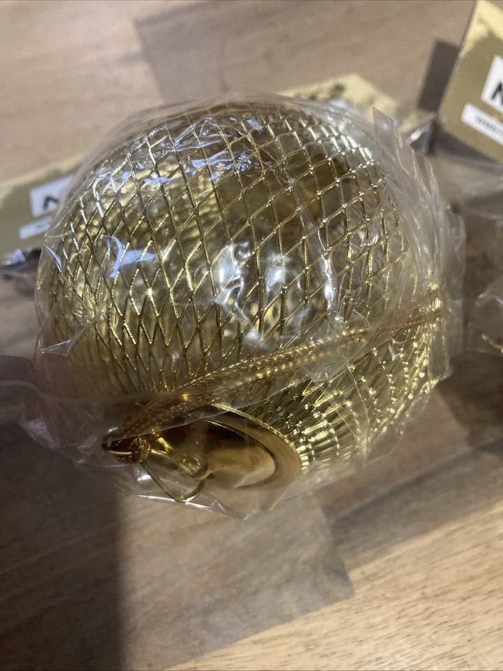 2 NOS New MCM Gold Tone Wire Mesh Ball Potpourri Cages Christmas ...