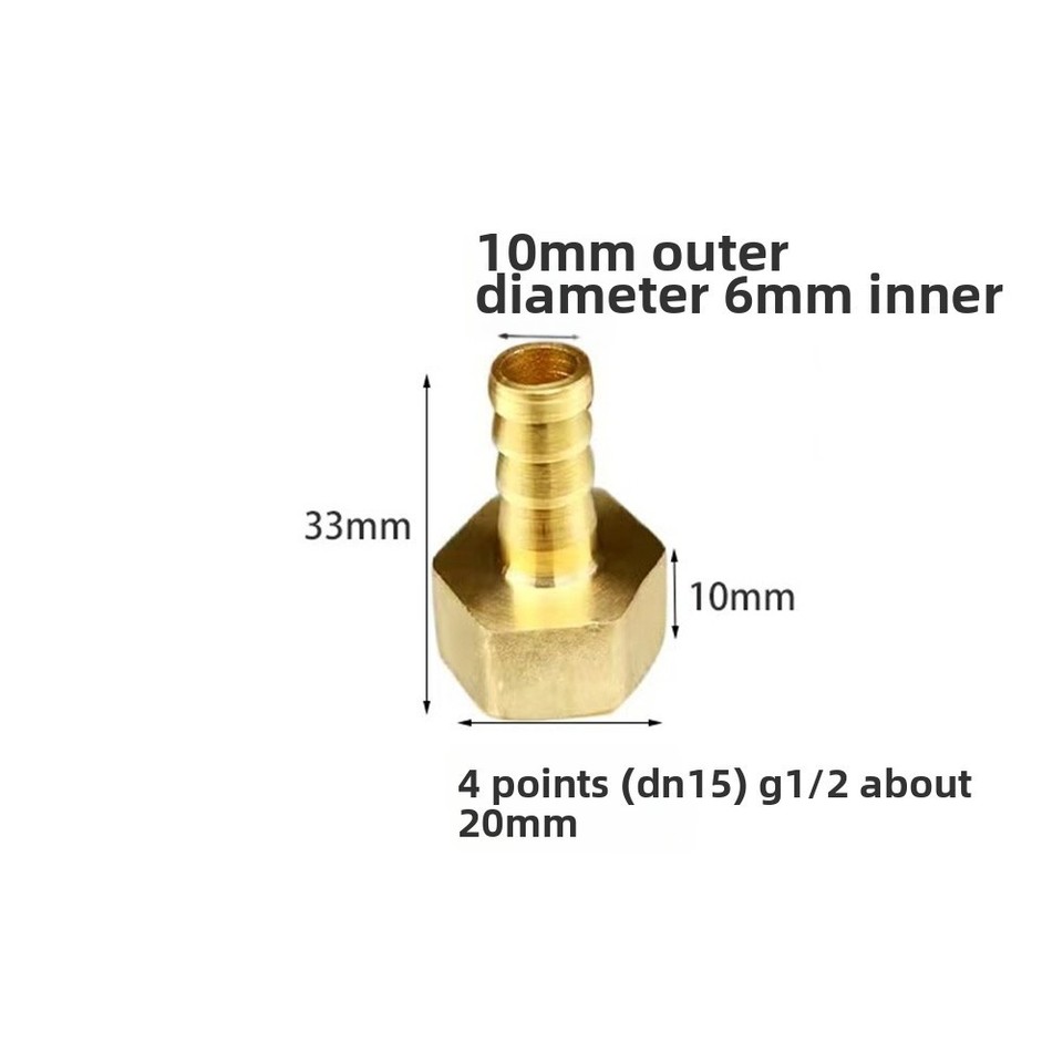 6 Pack 4 Point Brass Internal Thread Barbed Hose Connectors for Air ...