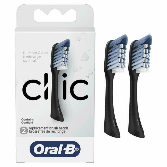 Oral-B Clic Toothbrush Replacement Brush Heads - Black (Pack of 2 ...