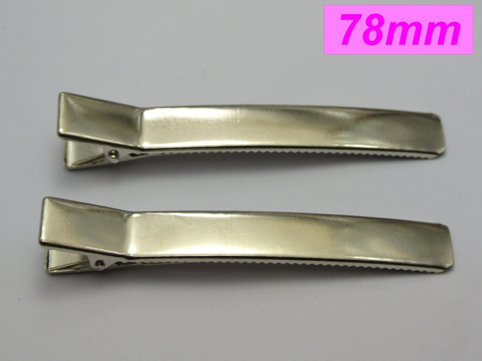 15 Silver Tone Curved Pinch Alligator Long Hair Clips 78mm with Teeth ...