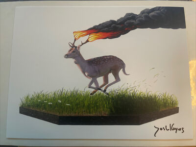 Josh Keyes Frenzy Art Print Postcard 6x8 Hi Fructose Limited Signed ...