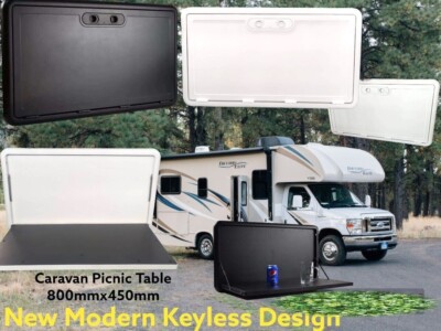 BLACK 800MMX450MM KEYLESS TABLE FOLDING DROP DOWN CARAVAN PICNIC TABLE ...