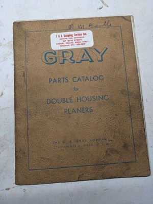 GRAY SERVICE PARTS LIST BOOK MANUAL CATALOG DOUBLE HOUSING PLANERS M-2 ...