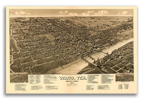 Waco Texas 1886 Historic Panoramic Town Map - 20x30 | eBay