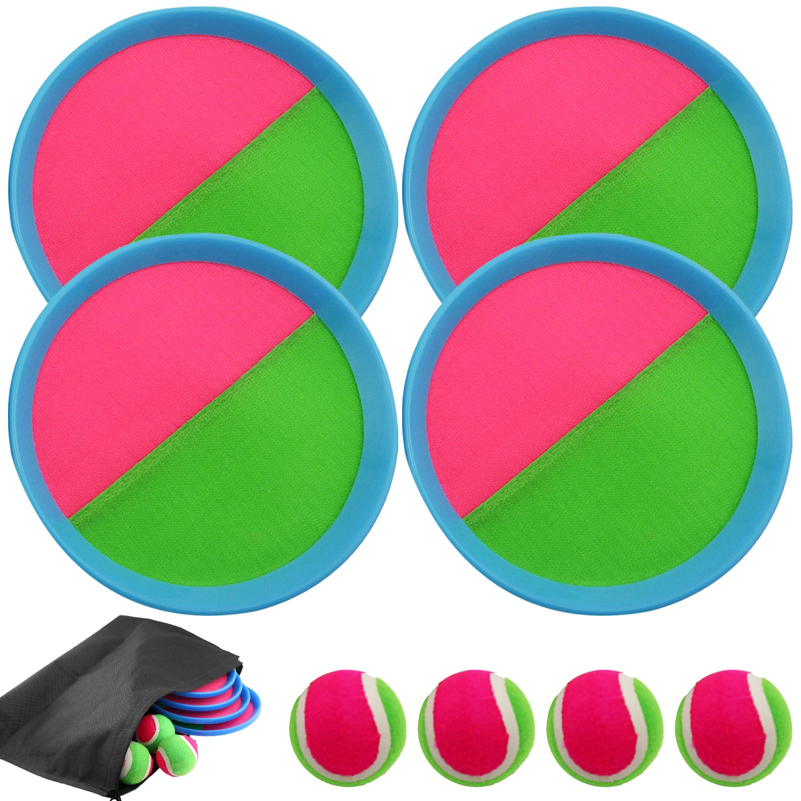 9pcs Toss Catch Ball Set Game Fun Sports Picnic Storage Bag With Paddle ...