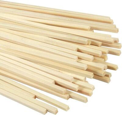 Bamboo Strips,50 pcs Natural Square Bamboo Sticks Wood Strips Wooden ...