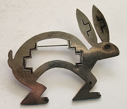 Vintage Sterling Silver Navajo Native Tribal Bunny Rabbit Figure Brooch ...