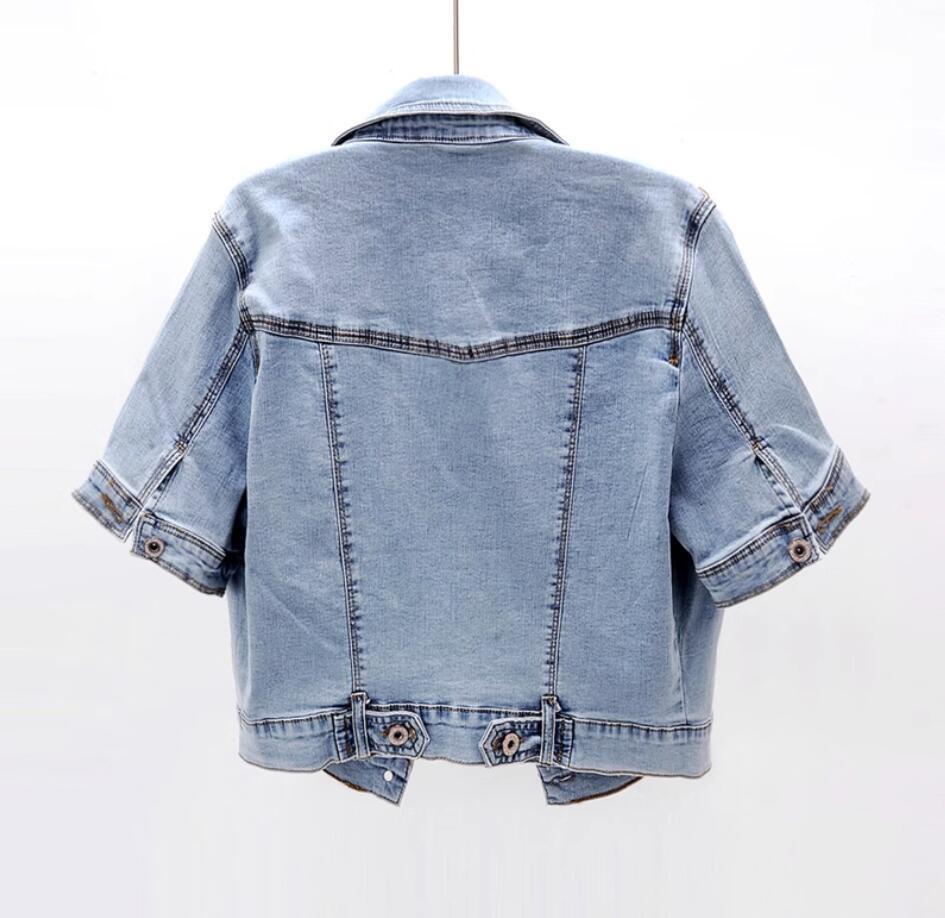 Women's Fashion Youth Denim Loose Short Sleeve Jean Short Jacket ...