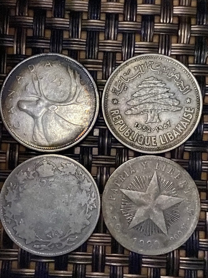 World Silver Coin Lot Of 14. Variety Of Sizes And Countries. 2.3 Oz ASW ...