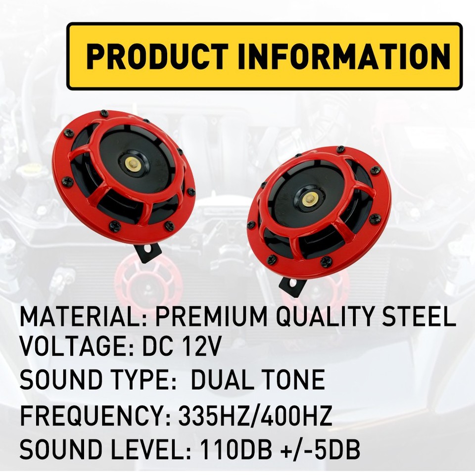 115DB Pair Compact Super Loud Tone Electric Car Blast Horn Set Air 12V ...