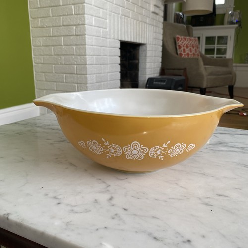 Vintage MCM Pyrex Butterfly Gold 4 Quart #444 Cinderella Mixing Bowl ...
