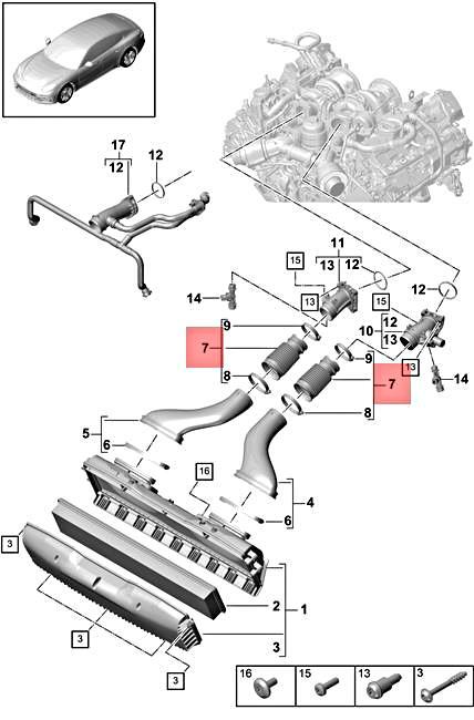 Genuine PORSCHE Panamera 971 97A 97B 97C Intake Hose 971129627A | eBay