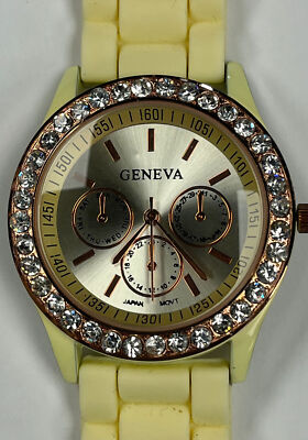 Geneva Fashion Rose Color Rubber Band Quartz Ladies Watch | eBay