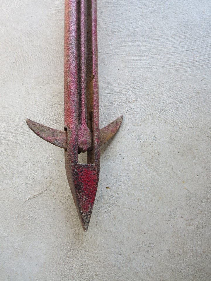 Antique Cast Iron Hay Bale Spear Farm Harpoon Primitive Farming | eBay