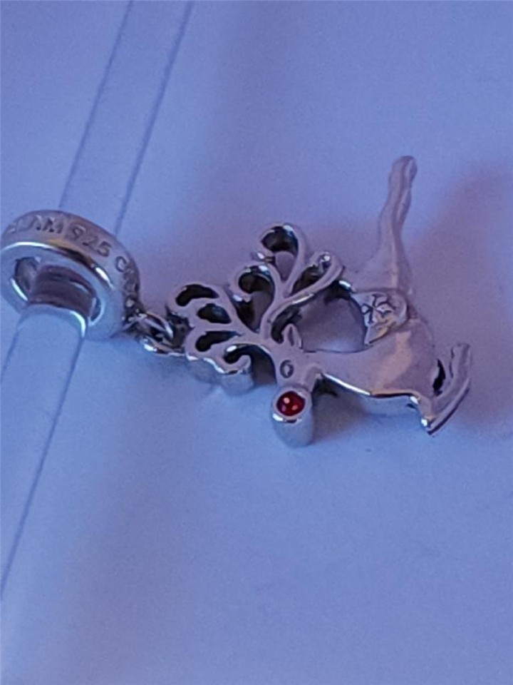 Chamilia Leaping Rudolf Reindeer Dangle Swarovski & Sterling Bead 2025 ...